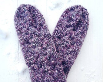 Purple Knit Mittens | Etsy