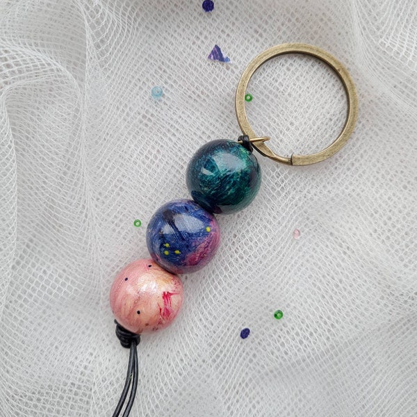 Boho Wooden Ball Keychain - Etsy
