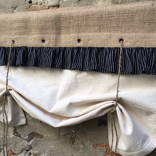 Burlap Curtains Primitive Valance Botanical Curtain Bohemian - Etsy