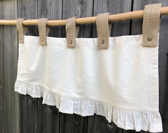 French Country Curtains Cottage Kitchen Ruffle Valance Simple | Etsy