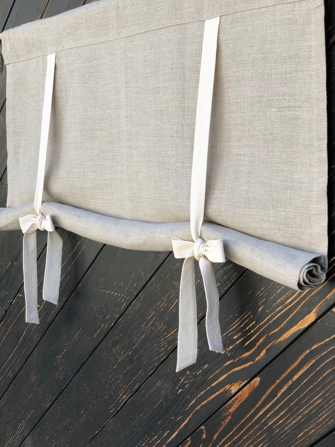 Linen Curtains Roll up Shade Modern Farmhouse Tie up Valance - Etsy