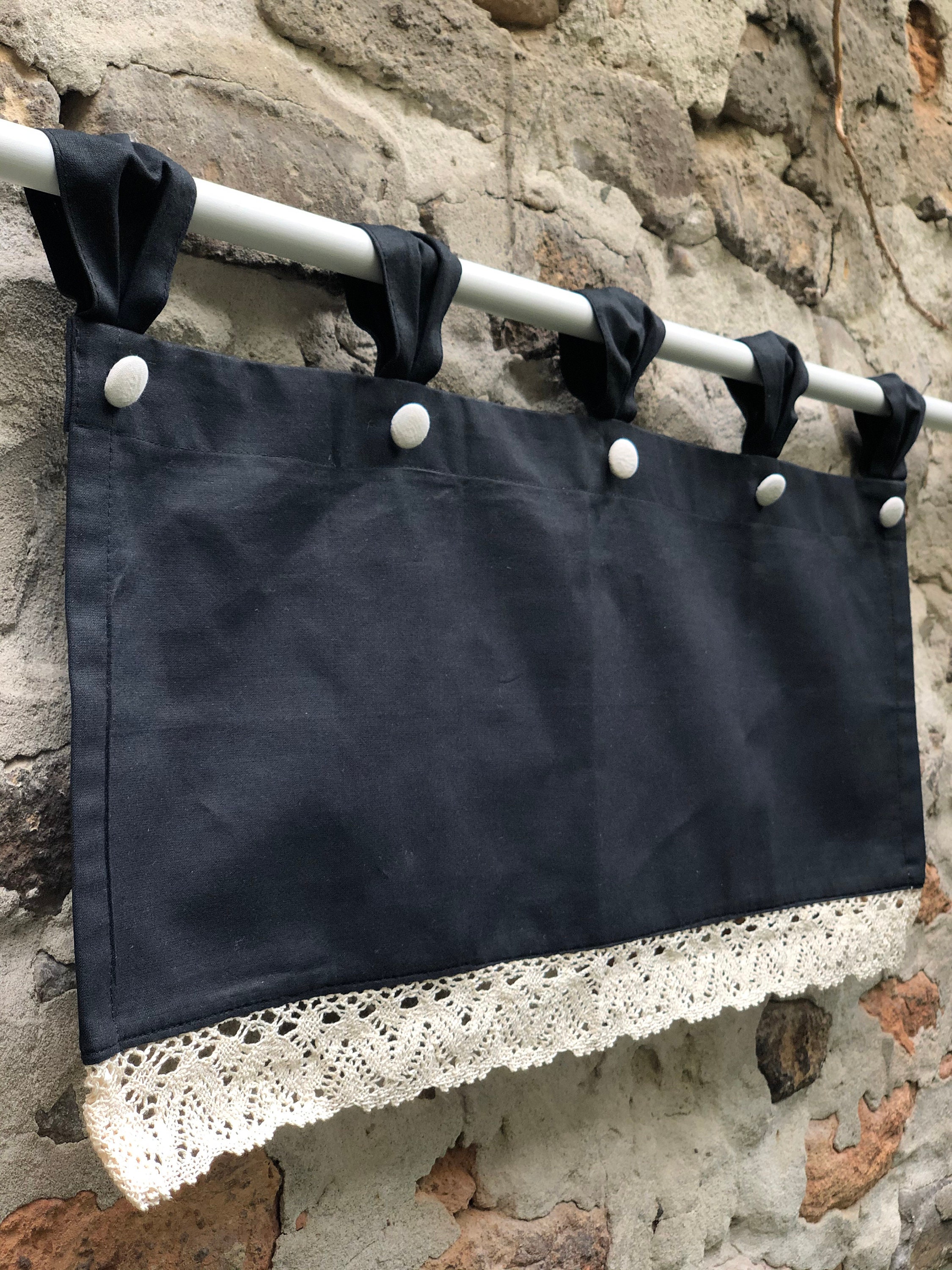 Black Cotton Modern Farmhouse Lace Curtains Cottage Valance - Etsy