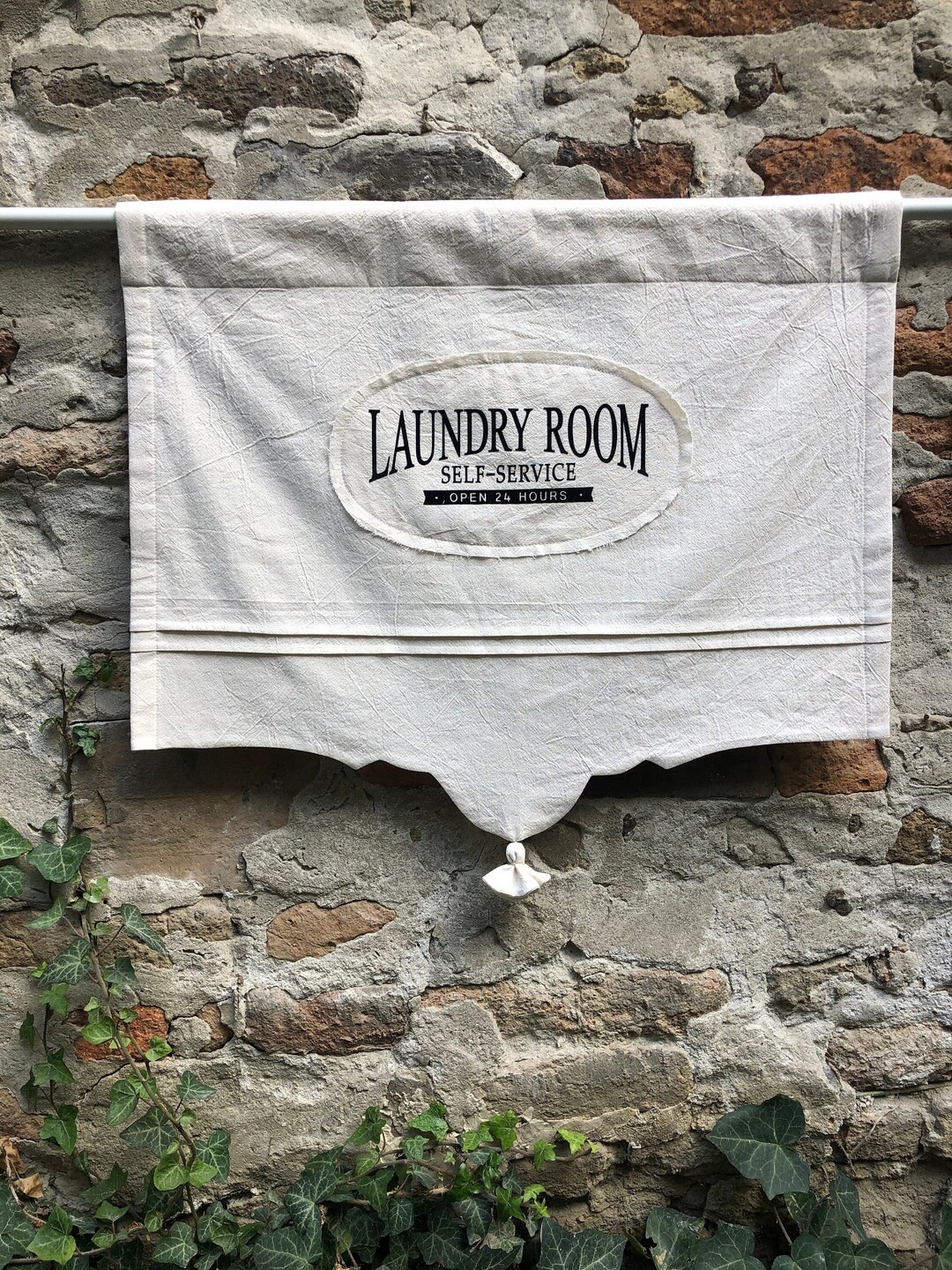 French Country Style Laundry Valance Lined Custom Size Scalloped Cotton ...