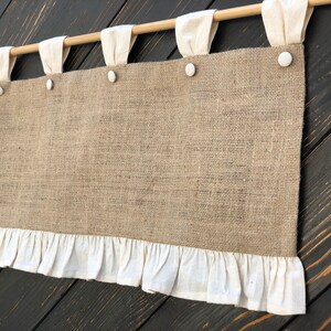 Burlap Curtains Cottage Kitchen Ruffle Valance Simple Rustic French ...