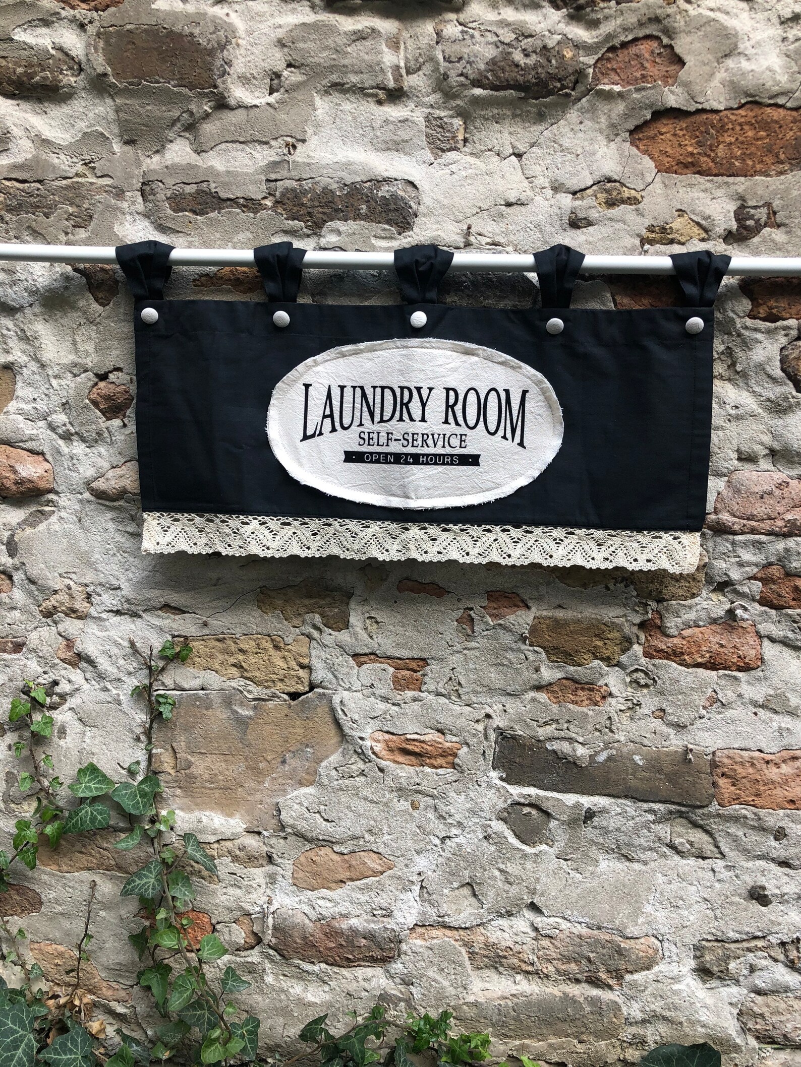 Laundry Decor Tab Top Valance Farmhouse Cotton Lace Curtains Custom ...
