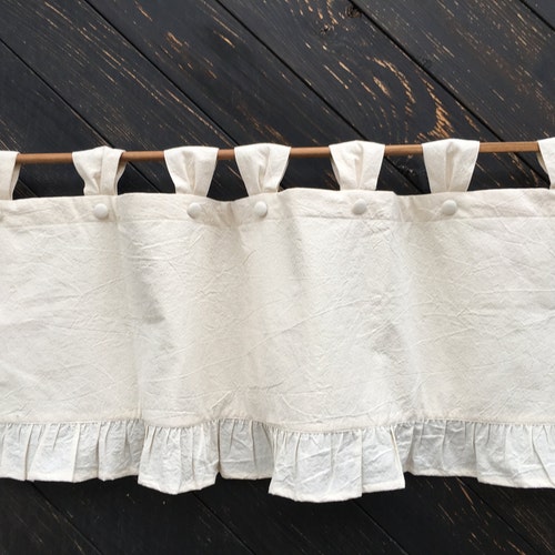 Linen Curtains Cottage Kitchen Ruffle Valance Simple Rustic - Etsy