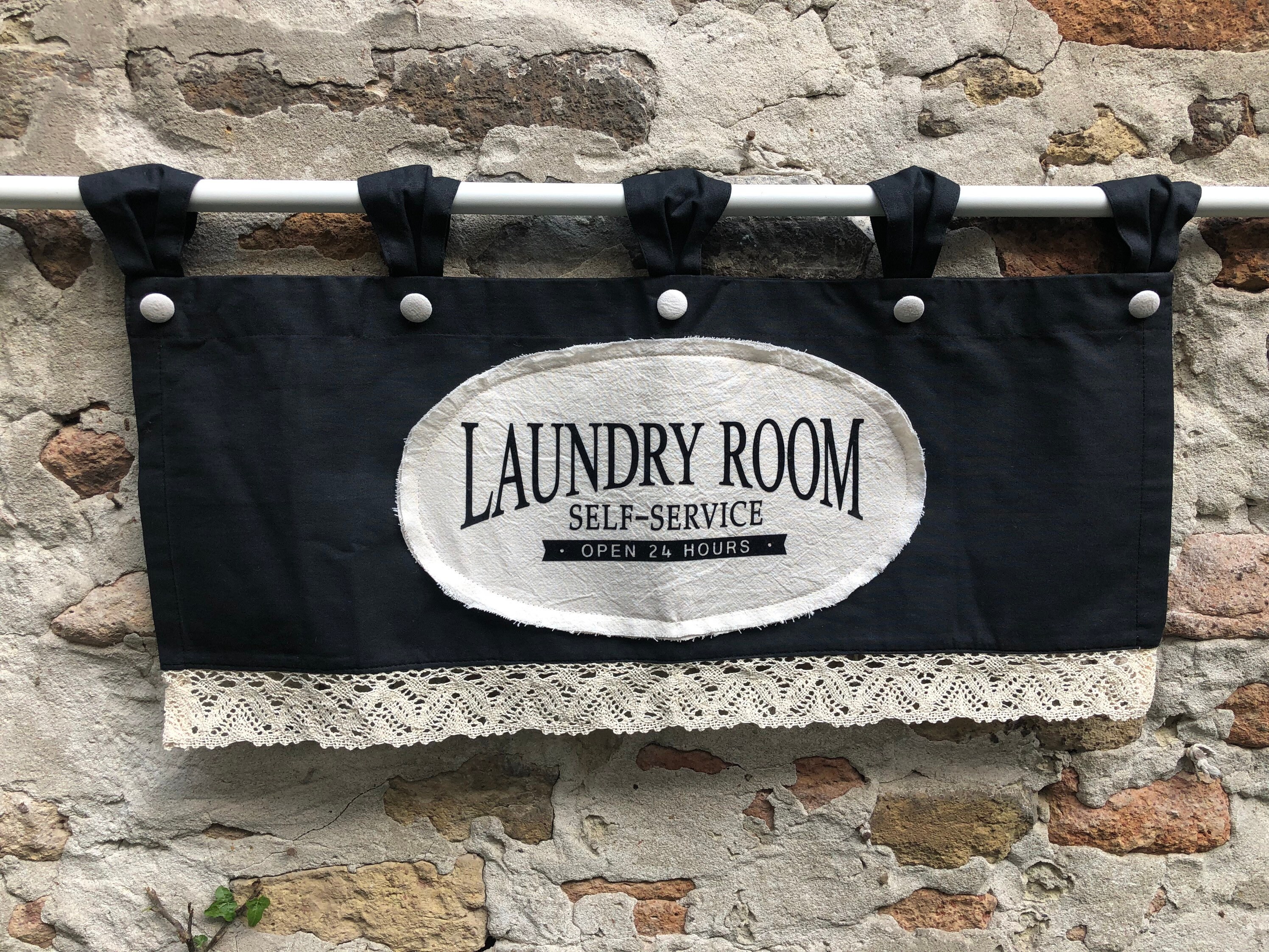 Laundry Decor Tab Top Valance Farmhouse Cotton Lace Curtains Custom ...