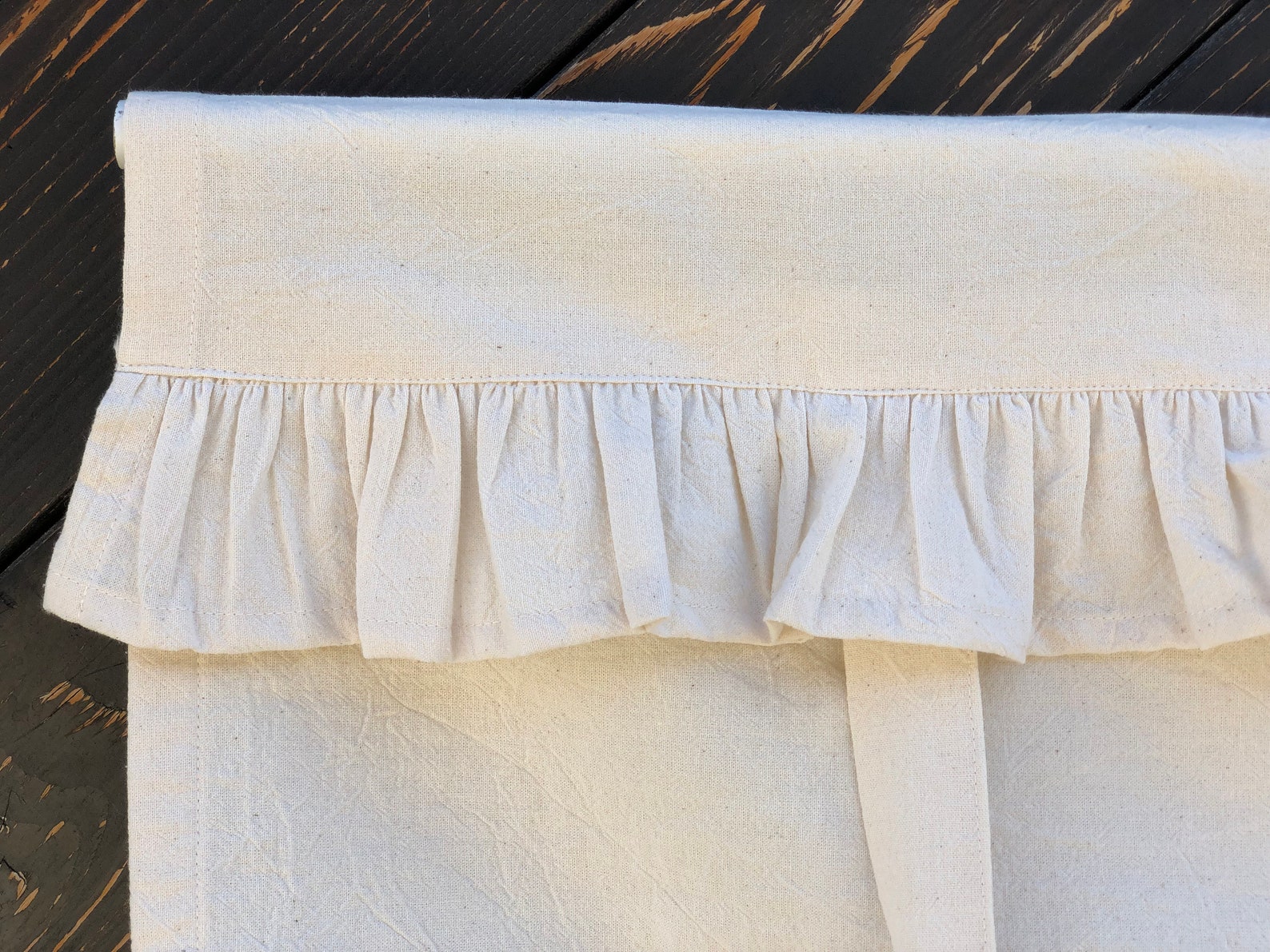 Farmhouse Ruffled Curtain Country Kitchen Tie up Valance - Etsy