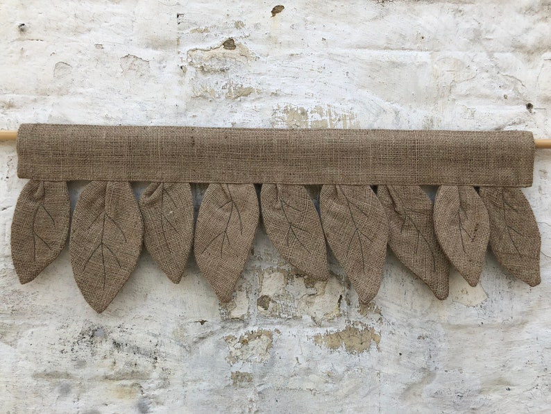 Burlap Curtains Primitive Valance Botanical Curtain Bohemian - Etsy