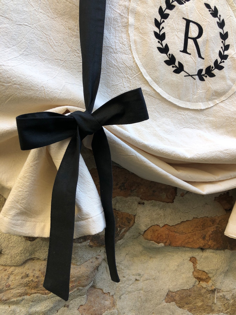 Modern Farmhouse Window Pull up Curtains Black Ties Lined Valance ...