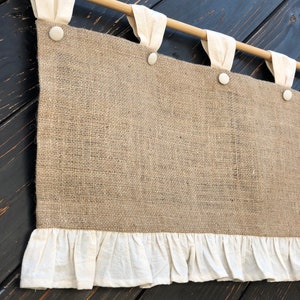 Burlap Curtains Cottage Kitchen Ruffle Valance Simple Rustic French ...