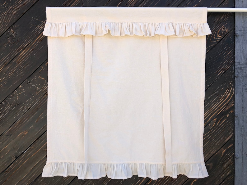 Farmhouse Ruffled Curtain Country Kitchen Tie up Valance - Etsy