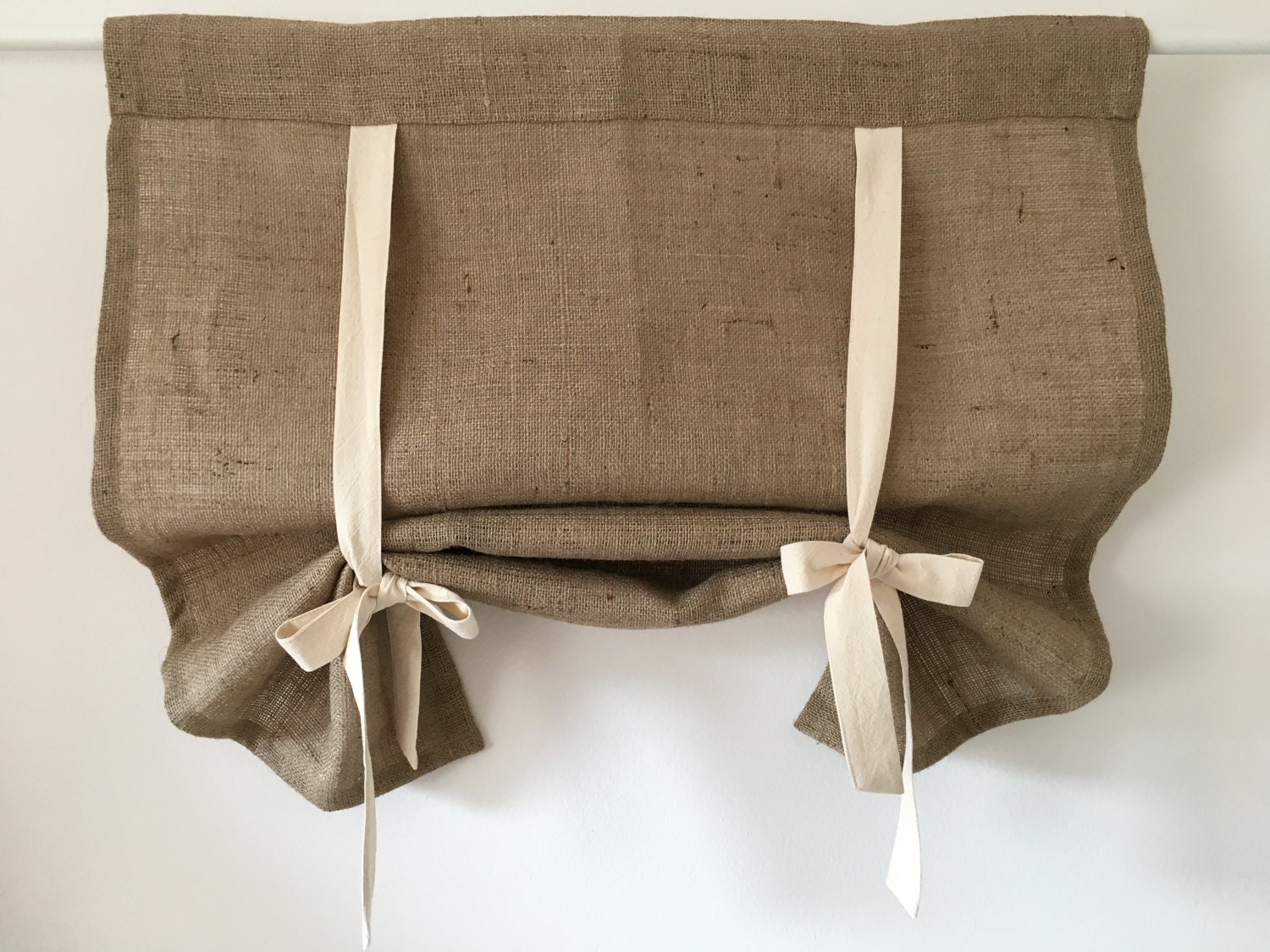 Burlap Curtains Kitchen Valance Tie Up Country Curtain Rustic Farmhouse ...