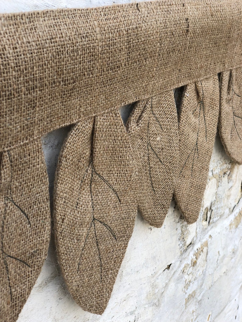 Burlap Curtains Primitive Valance Botanical Curtain Bohemian - Etsy