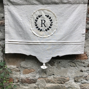 Monogrammed French Country Style Valance Lined Custom Size Scalloped ...