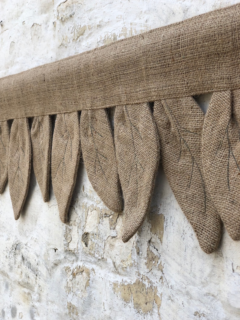 Burlap Curtains Primitive Valance Botanical Curtain Bohemian - Etsy