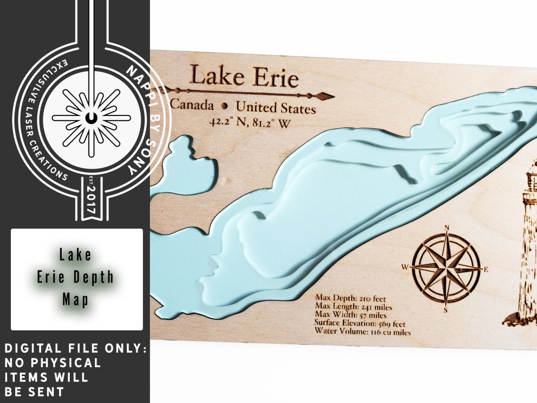 Digital File Lake Erie Great Lake Depth Map SVG PDF PNG - Etsy