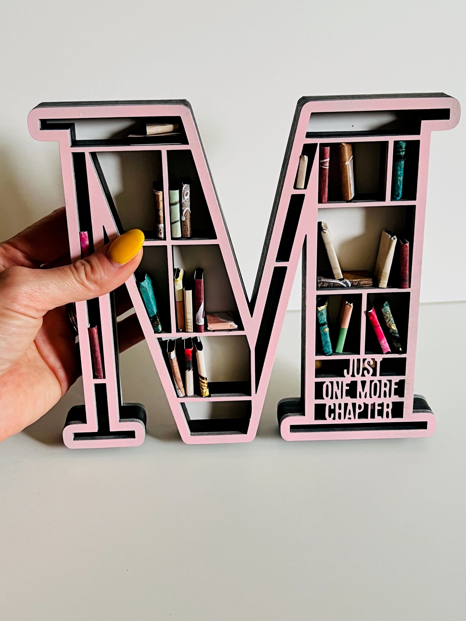 Custom Alphabet Letter Initial Book Lover Miniature Bookshelf - Book ...