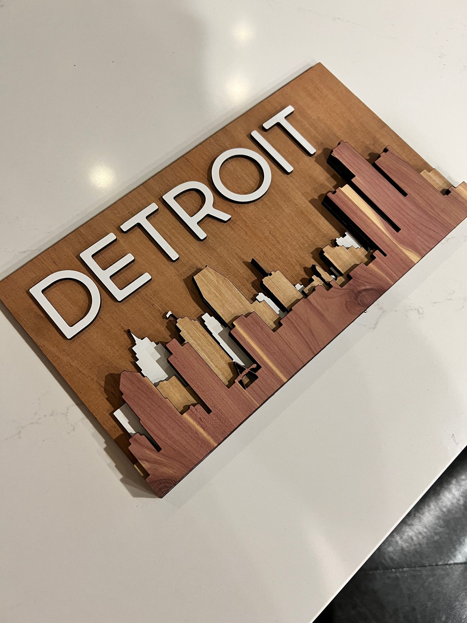 Detroit City Skyline Multilayer Acrylic Sign Michigan Gift, Detroit ...