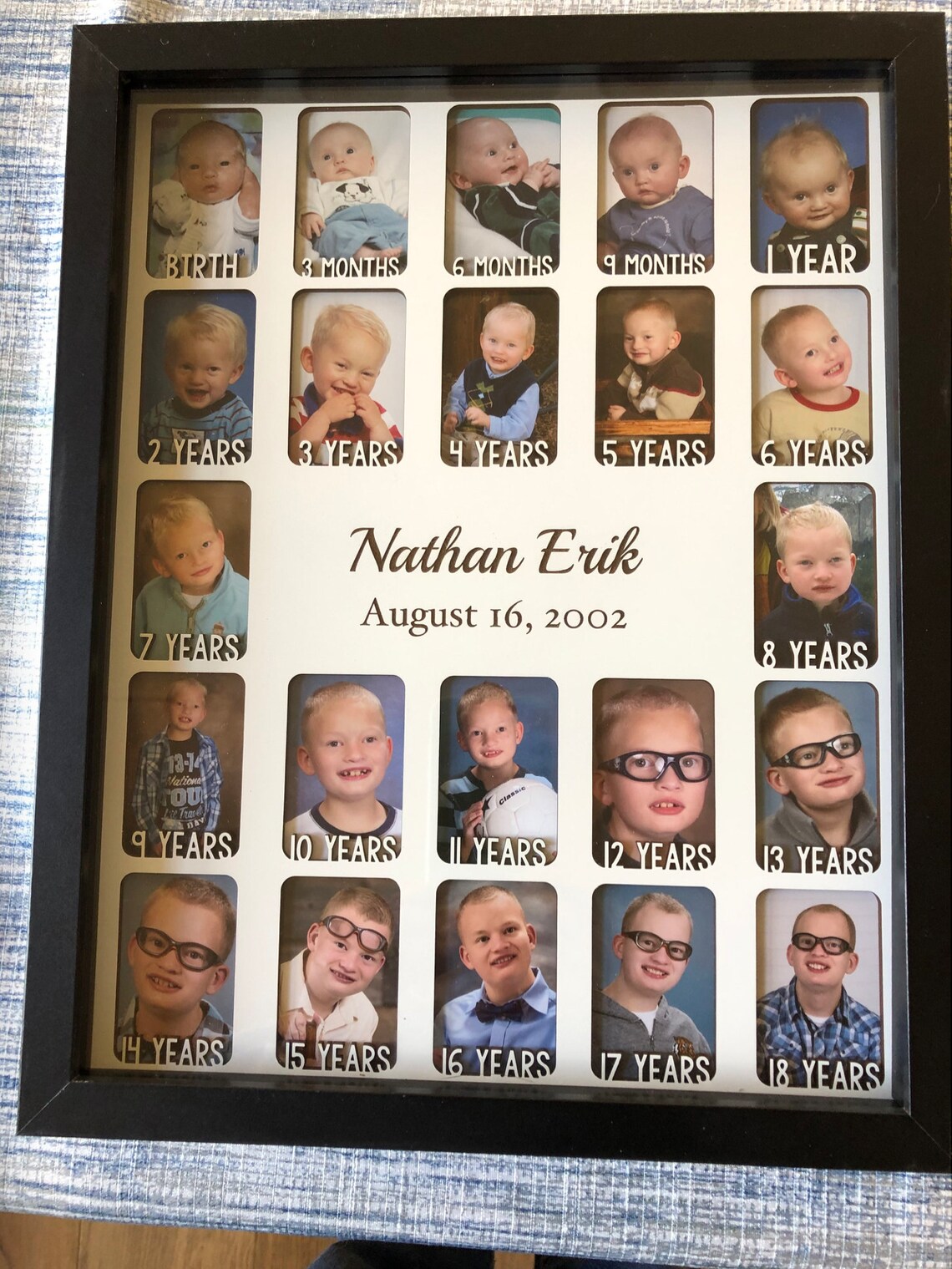 Custom Wooden Baby Photo Frame – Birth to 18 Years, Milestone Keepsake ...