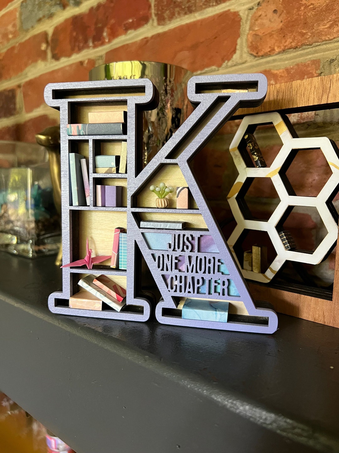 Custom Alphabet Initial Book Lover Miniature Bookshelf - Book Nerd ...