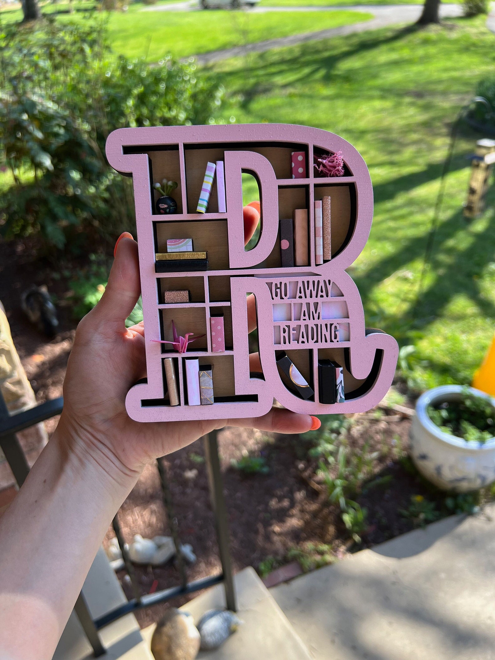 Custom Alphabet Letter Initial Book Lover Miniature Bookshelf - Book ...