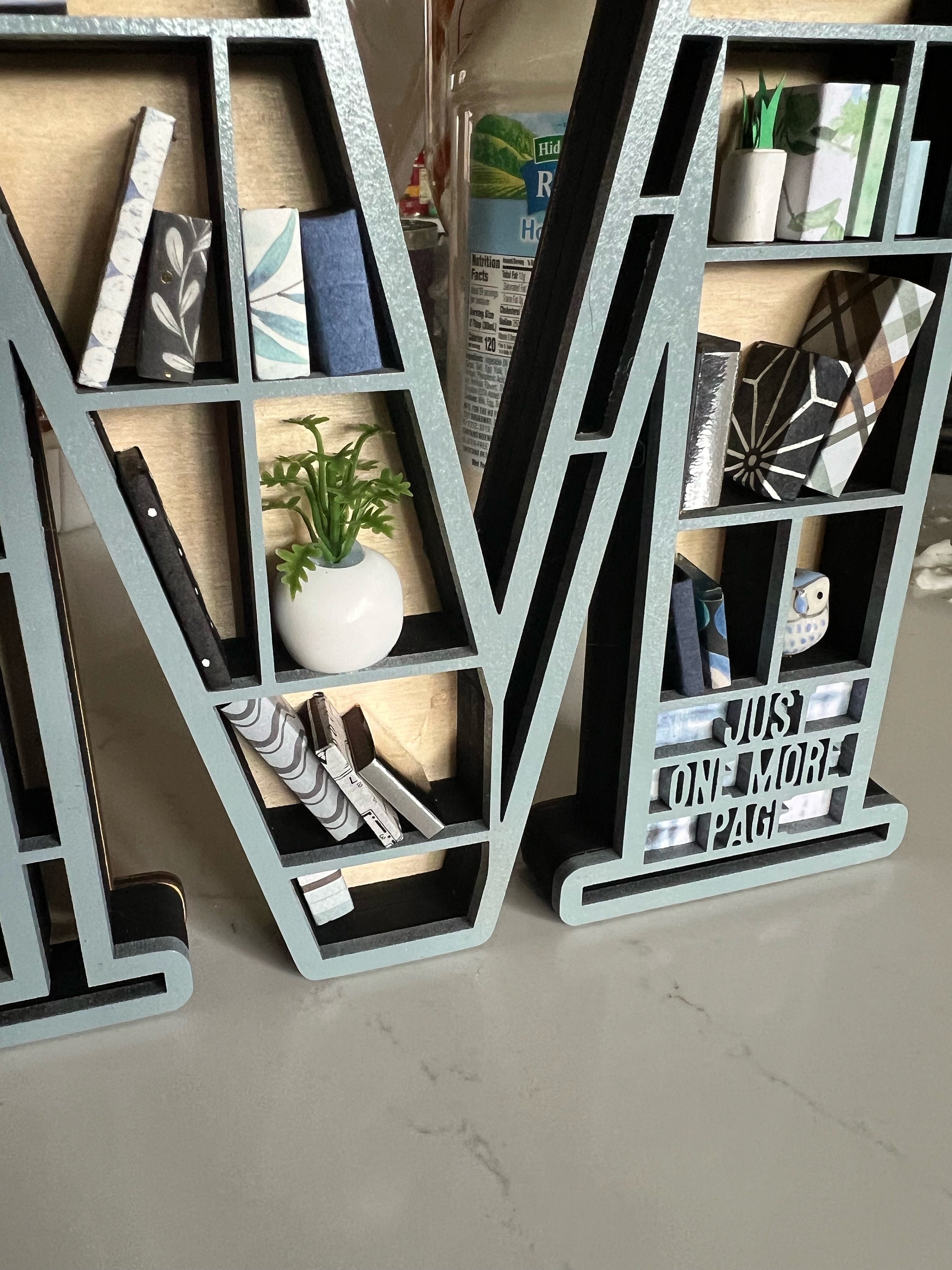Custom Alphabet Initial Book Lover Miniature Bookshelf - Great Gift for ...