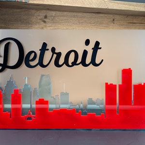 Detroit City Skyline Multilayer Acrylic Sign - Michigan Gift, Detroit ...