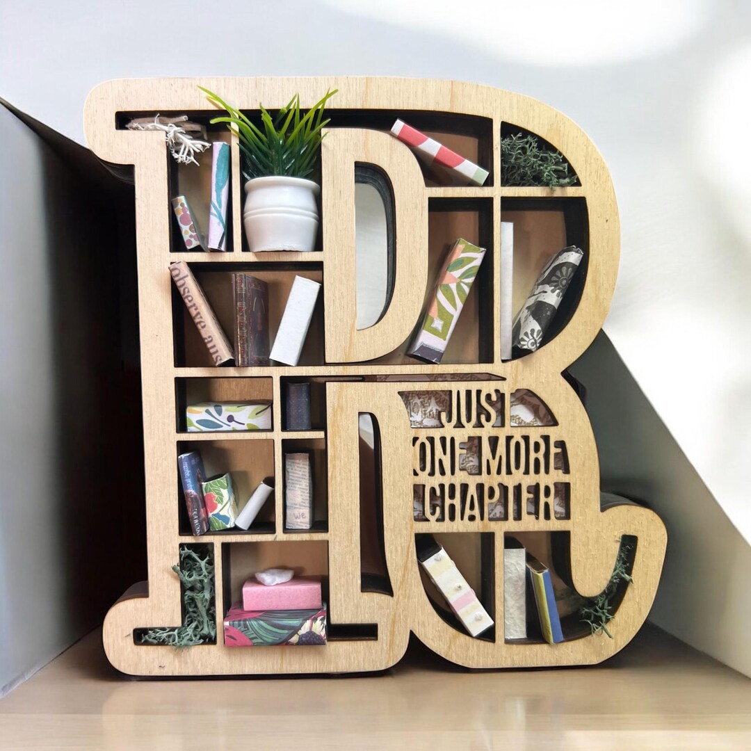 Custom Alphabet Initial Book Lover Miniature Bookshelf - Great Gift for ...