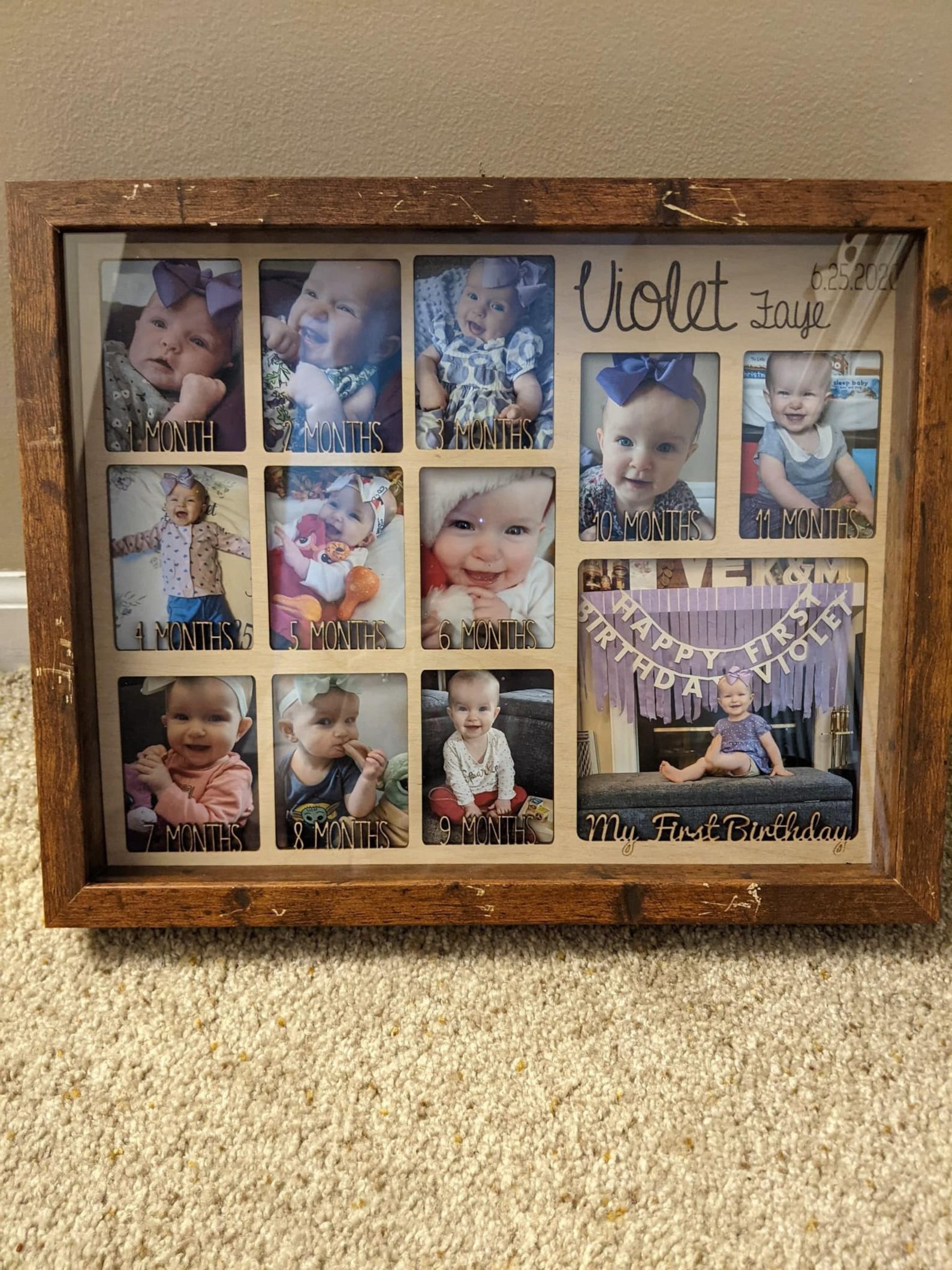 Custom First Year Photo Frame for Babies - Monthly Milestones Month 1 ...