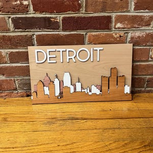 Detroit City Skyline Multilayer Acrylic Sign - Michigan Gift, Detroit ...