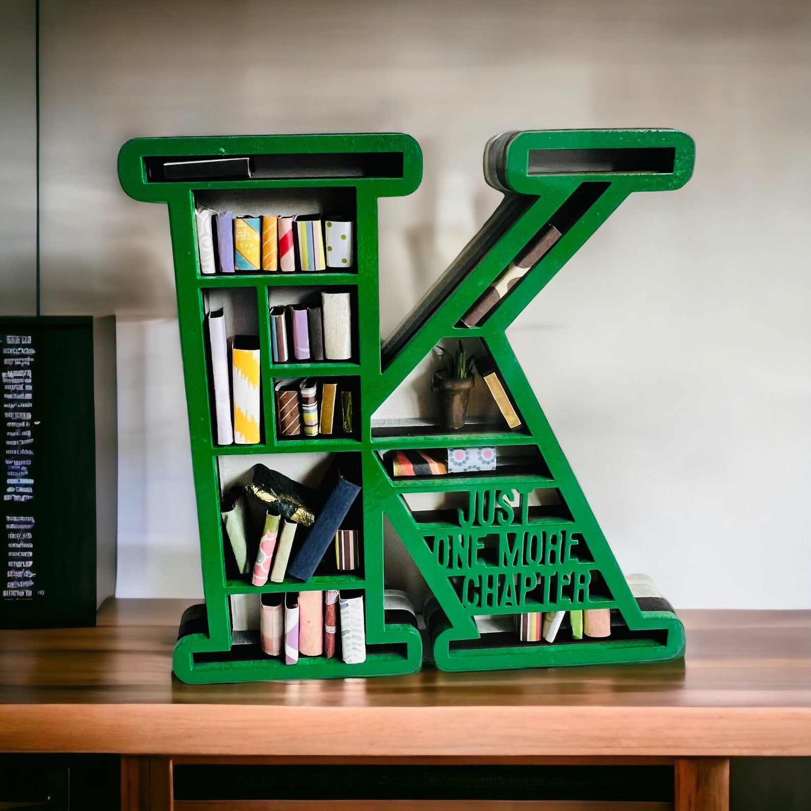 Custom Alphabet Letter Initial Book Lover Miniature Bookshelf - Book ...