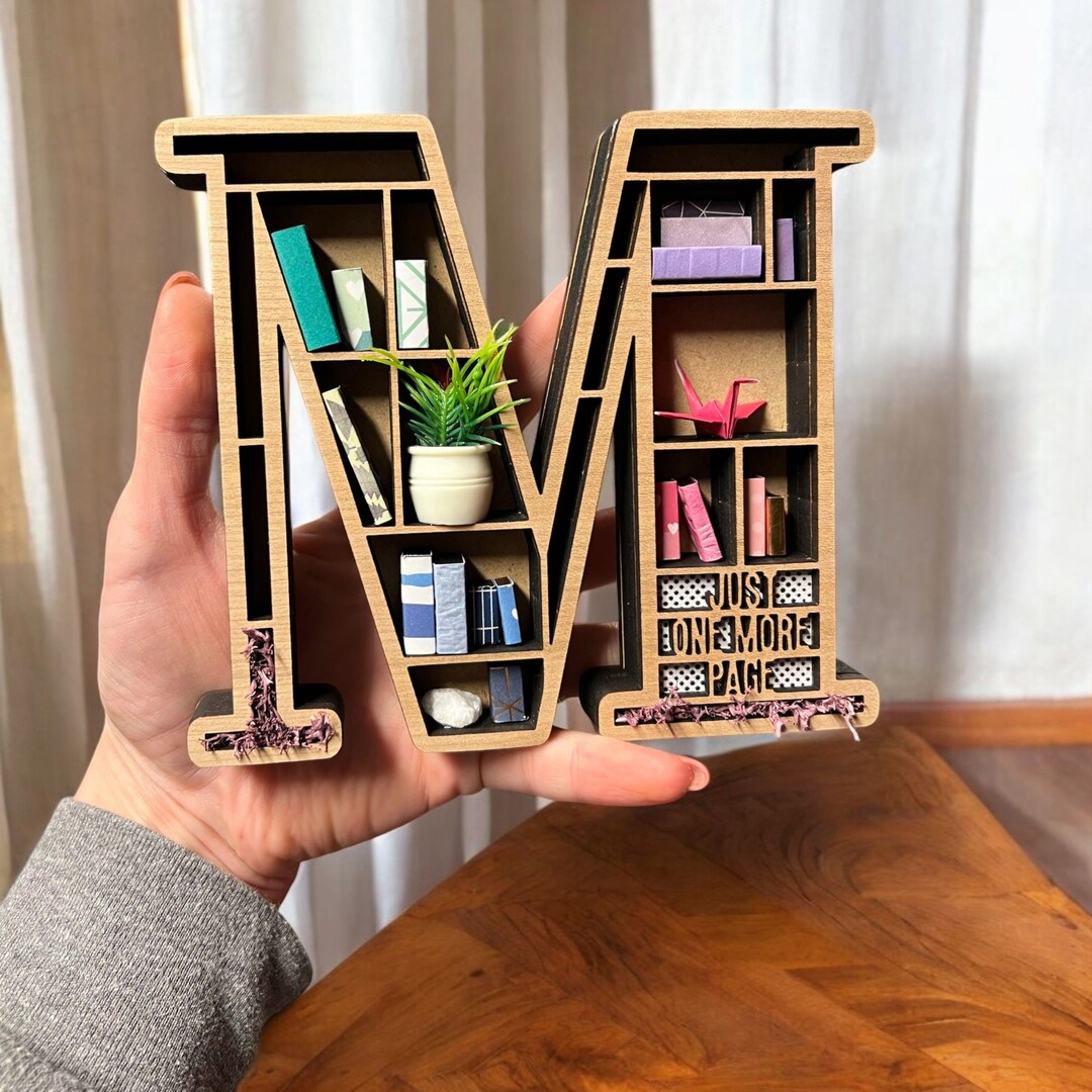 Custom Initial Alphabet Miniature Bookshelf -perfect Gift for Book ...