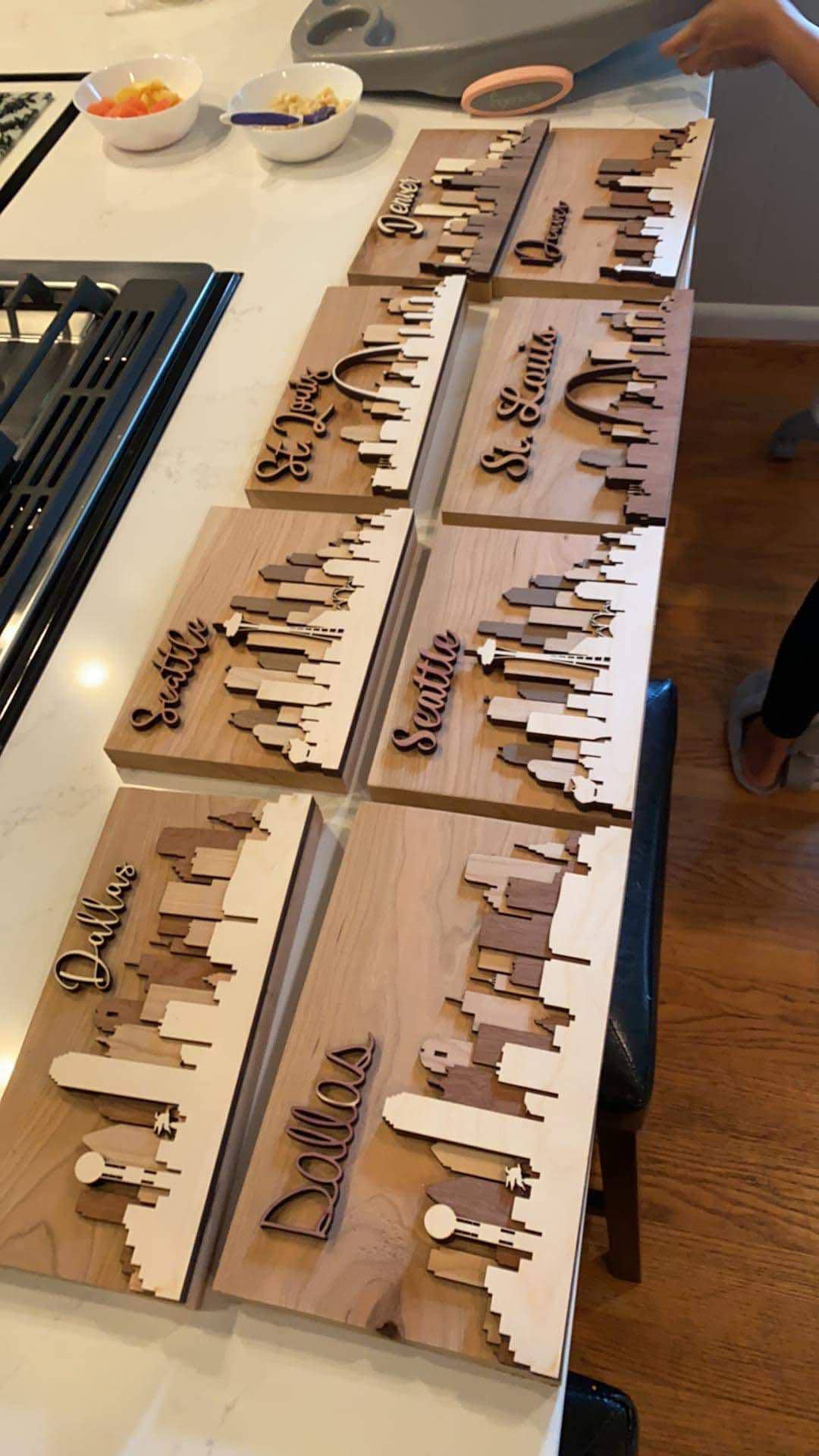 Custom City Skyline Multilayer Wood Sign - Personalized Housewarming ...