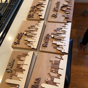 Custom City Skyline Multilayer Wood Sign - Personalized Housewarming ...
