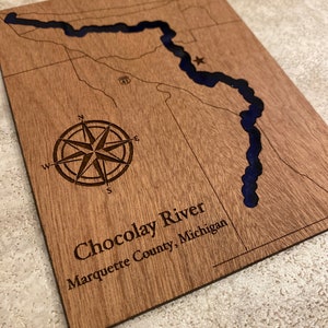Chocolay River, Upper Peninsula of Michigan Wooden Map, Housewarming ...