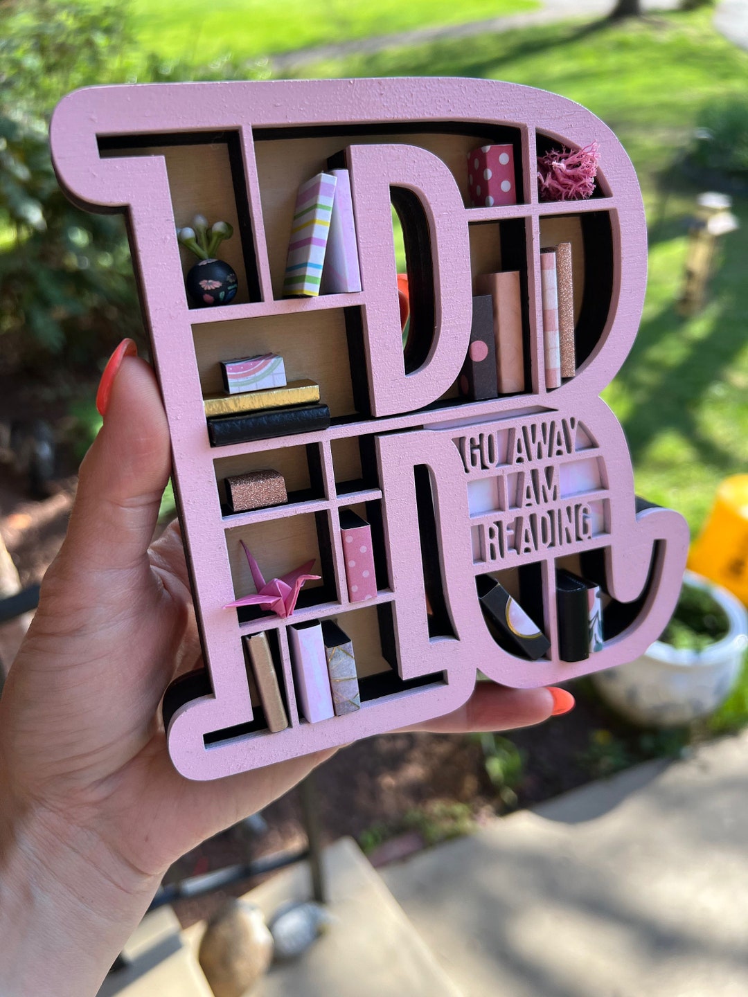 Custom Alphabet Letter Initial Book Lover Miniature Bookshelf - Book ...