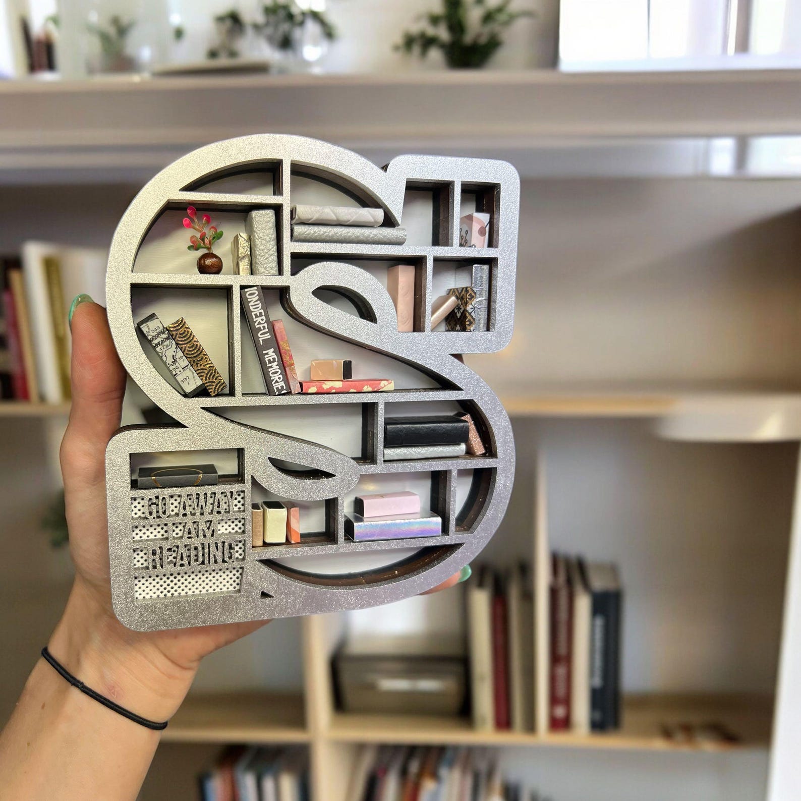 Custom Letter Initial Book Lover Miniature Bookshelf - Perfect Gift for ...