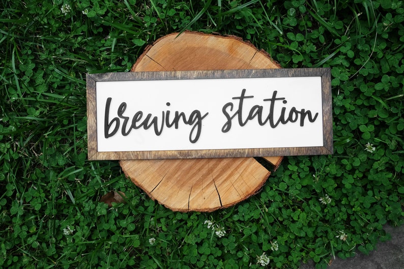 Brewing Station Sign Farmhouse Kitchen Decor Perfect for - Etsy