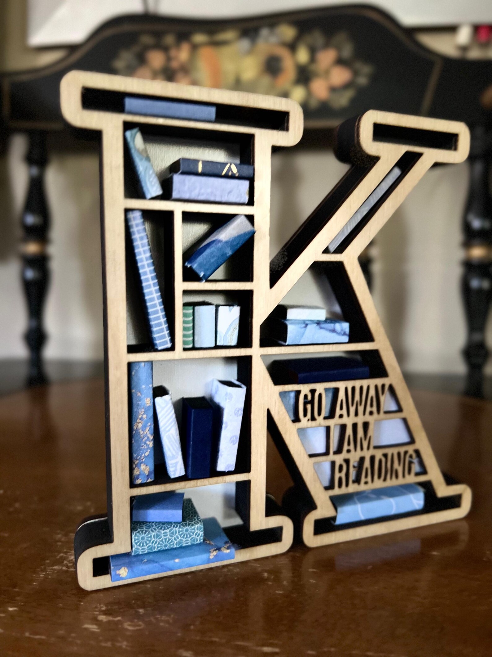Custom Alphabet Initial Book Lover Miniature Bookshelf - Great Gift for ...