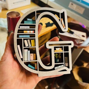 Custom Alphabet Initial Book Lover Miniature Bookshelf - Great Gift for ...