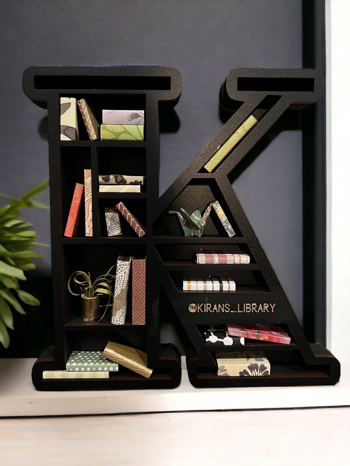 Custom Alphabet Letter Initial Book Lover Miniature Bookshelf - Book ...