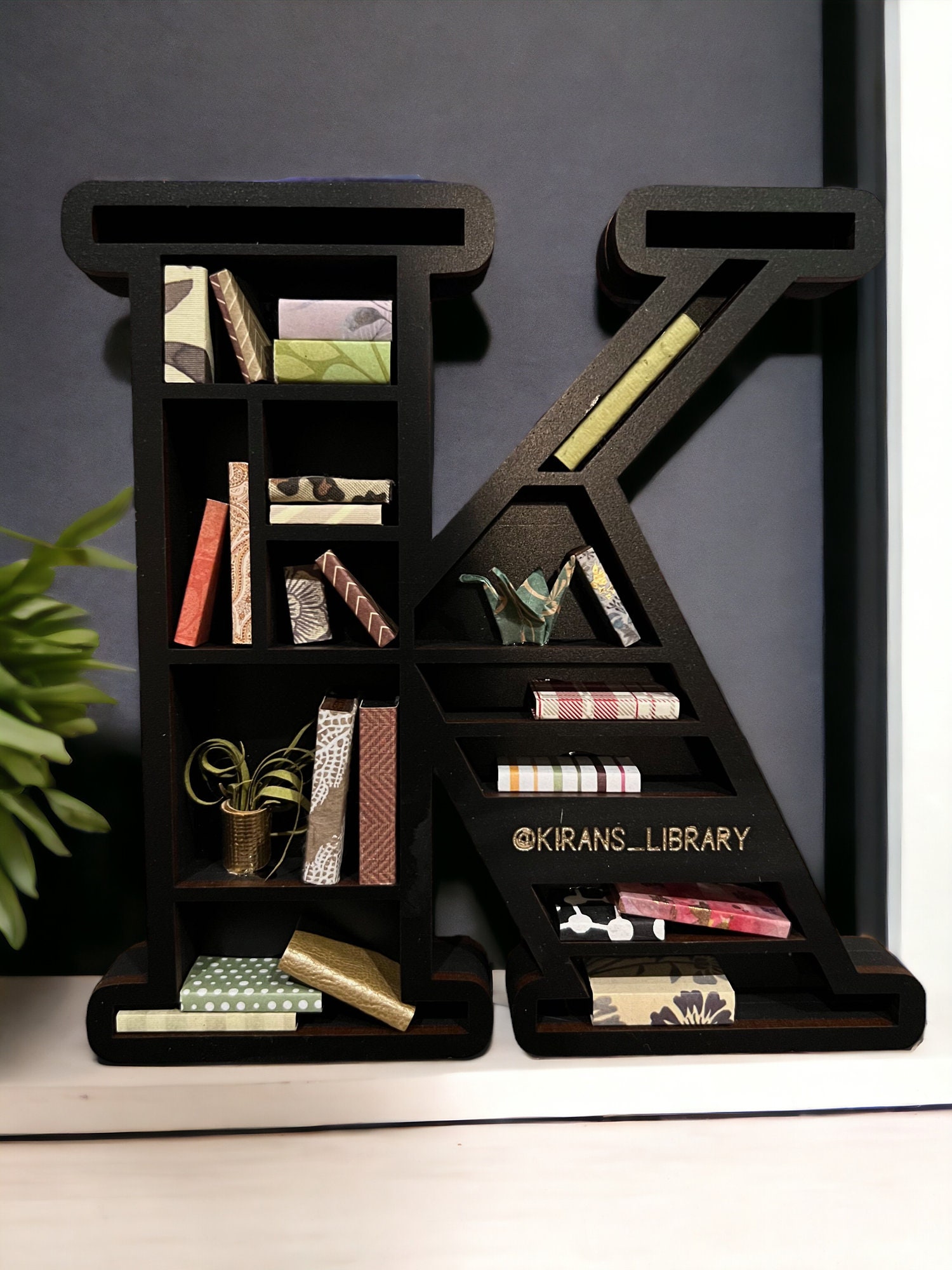 Custom Alphabet Letter Initial Book Lover Miniature Bookshelf - Book ...