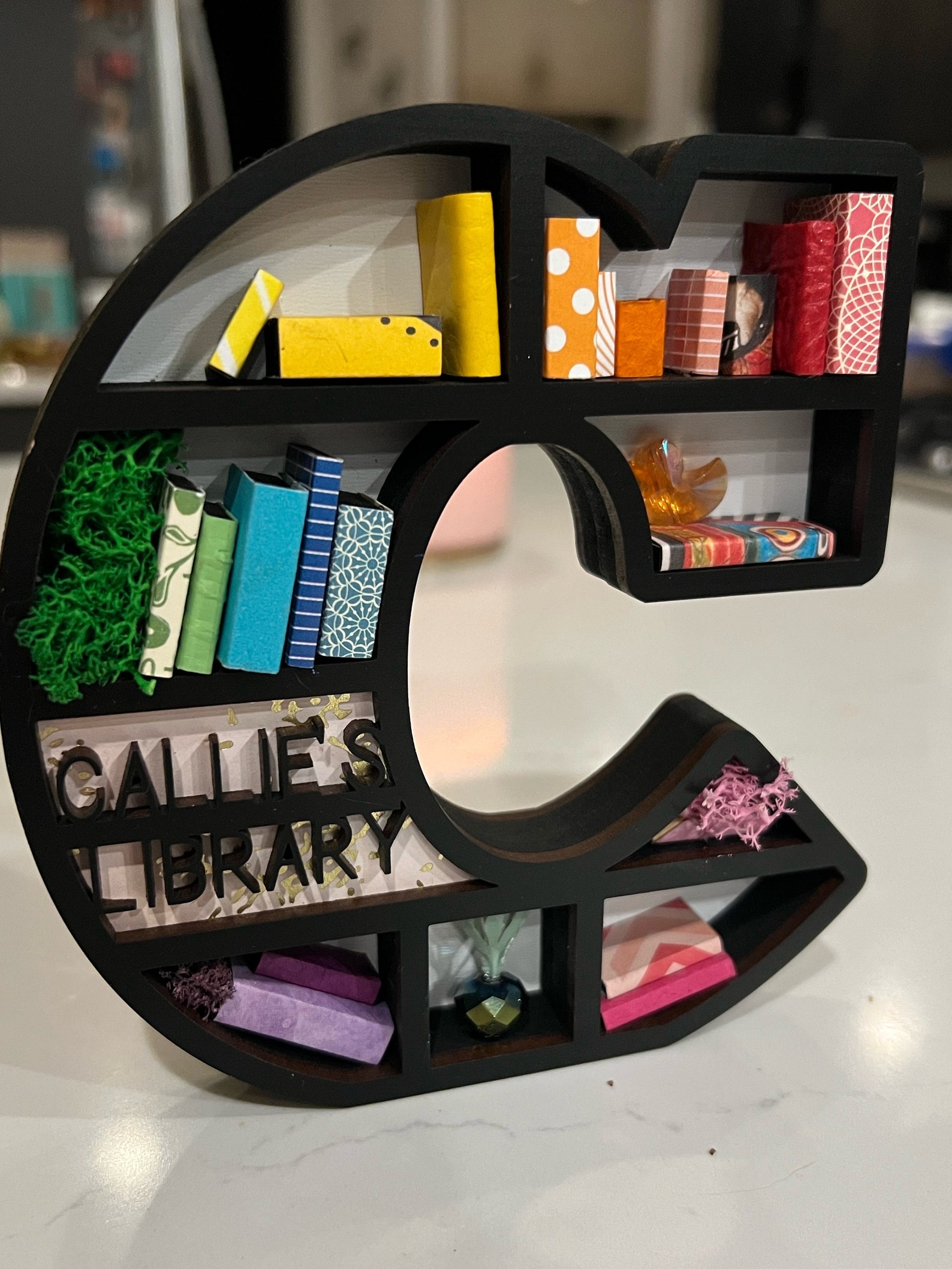 Custom Alphabet Initial Book Lover Miniature Bookshelf - Book Nerd ...