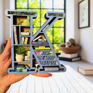 Custom Alphabet Initial Book Lover Miniature Bookshelf - Great Gift for ...