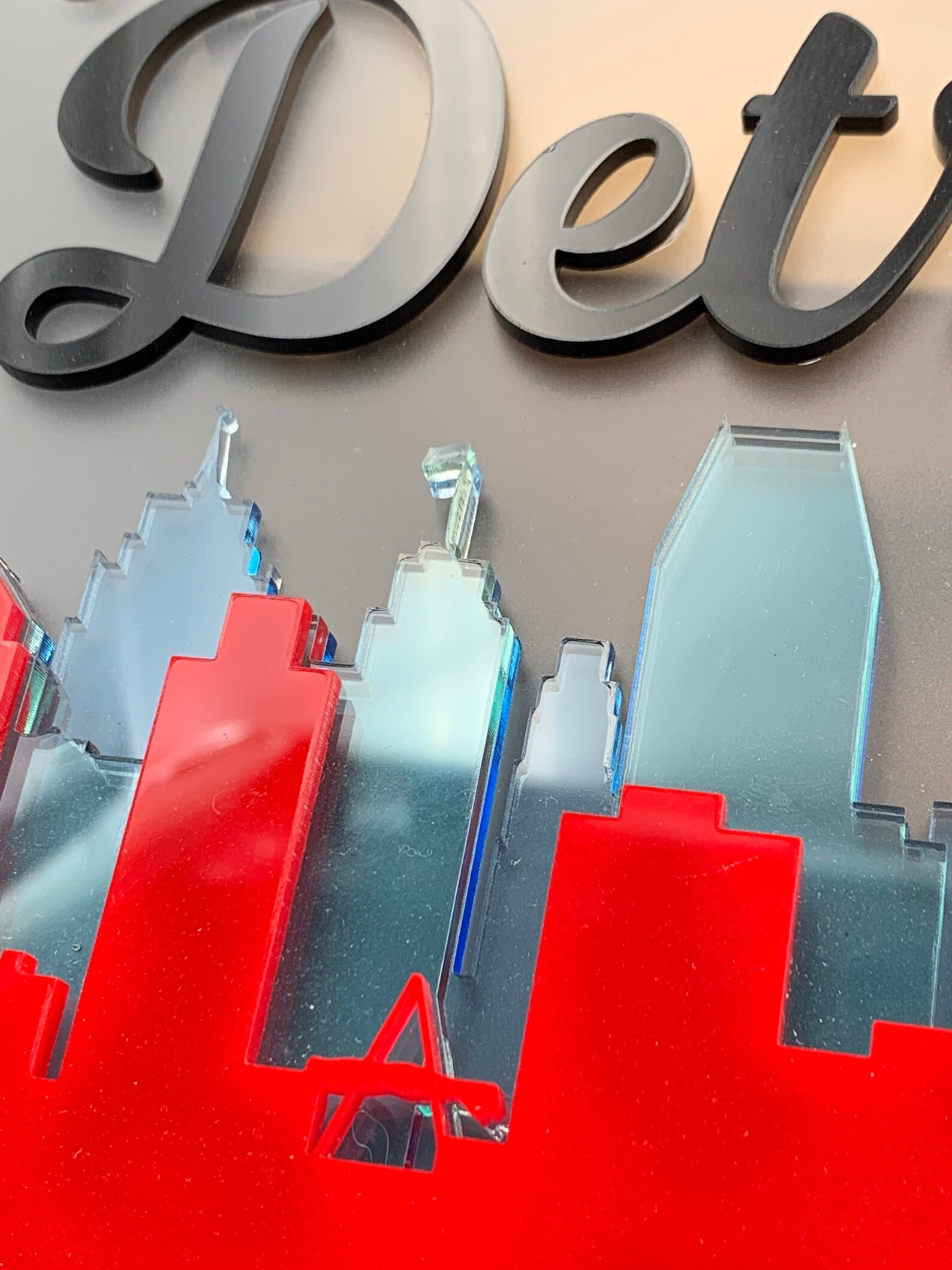 Detroit City Skyline Multilayer Acrylic Sign Michigan Gift, Detroit ...