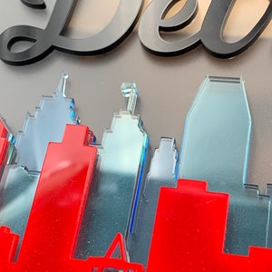 Detroit City Skyline Multilayer Acrylic Sign - Michigan Gift, Detroit ...