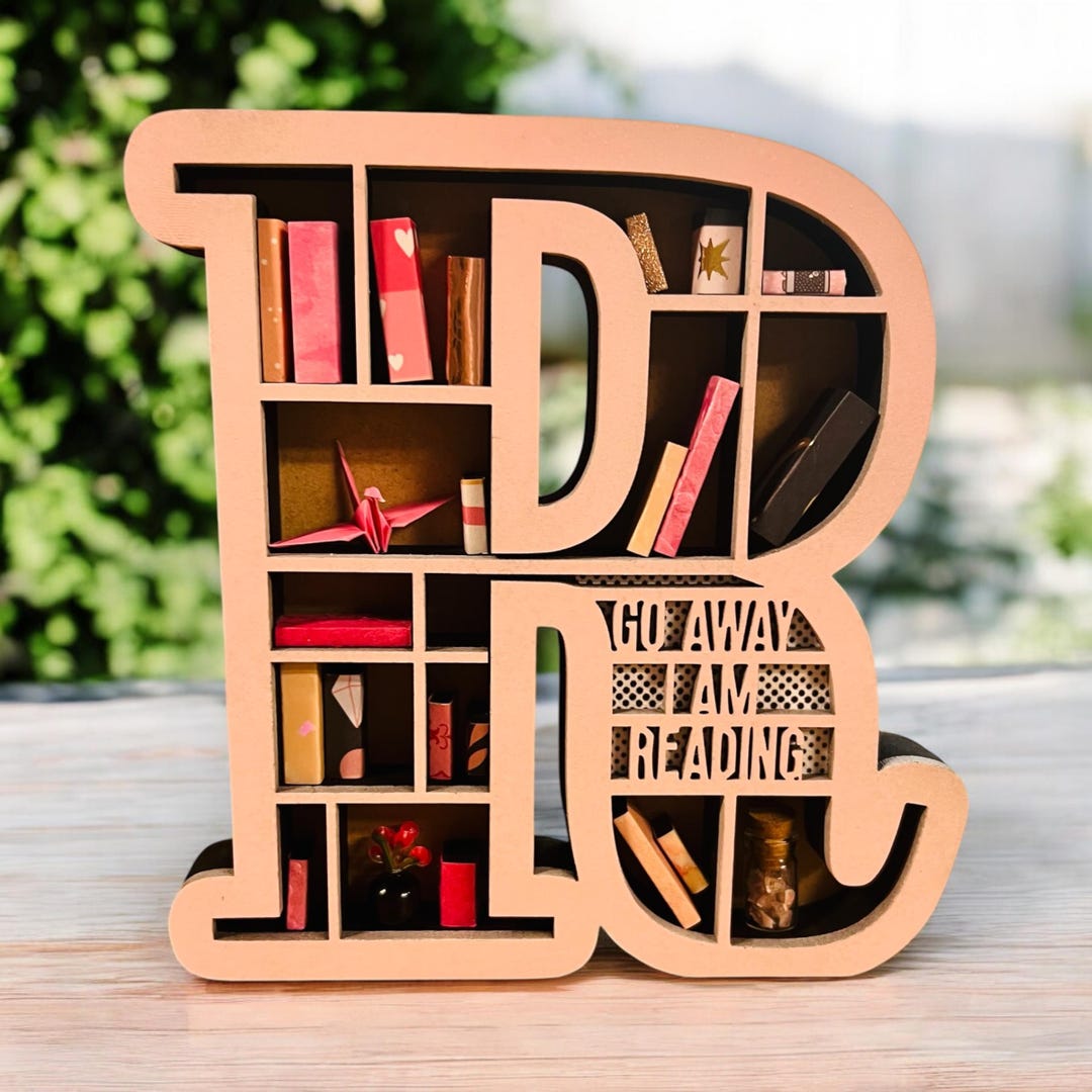 Custom Alphabet Letter Initial Book Lover Miniature Bookshelf - Book ...