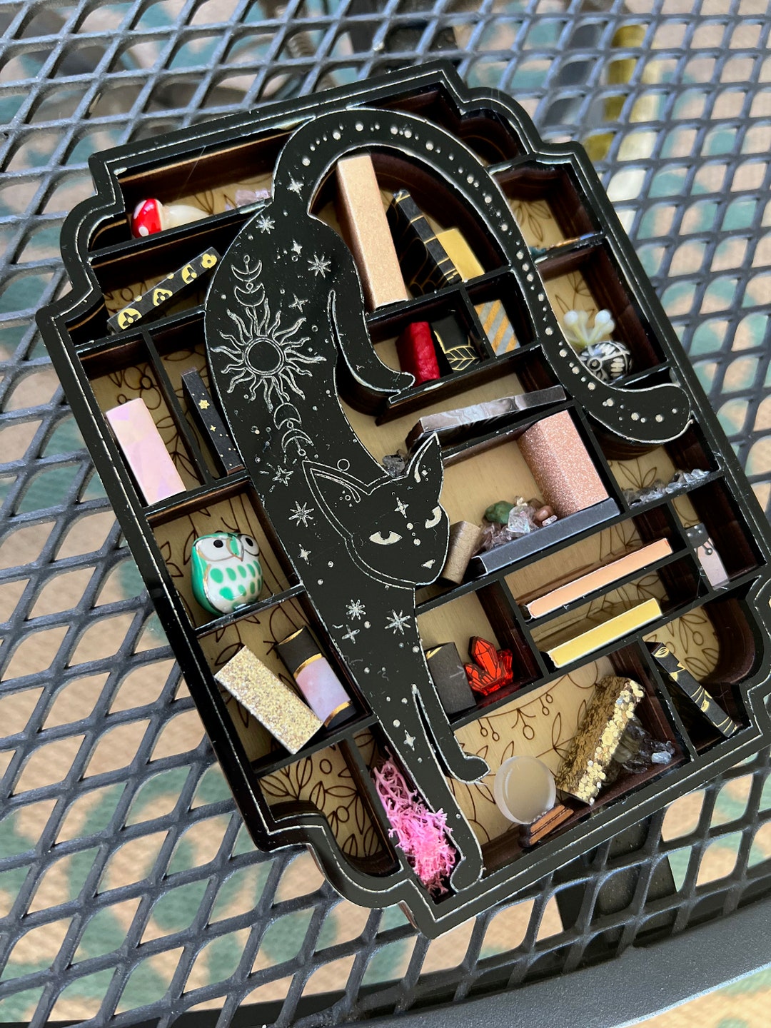 Celestial Cat Moon Phases Miniature Bookshelf Perfect Shelf or ...