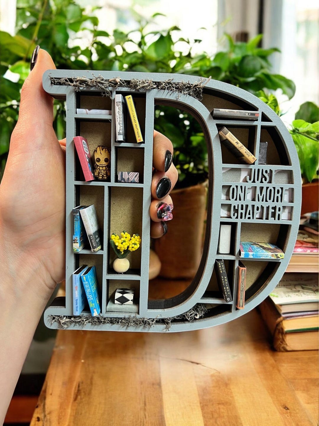 Alphabet Miniature Bookshelf - Unique Handmade Book Nook - Book-lover's ...